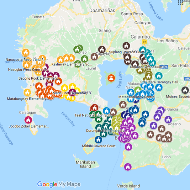 Taal Volcano eruption evacuation center map by Google goes online ...